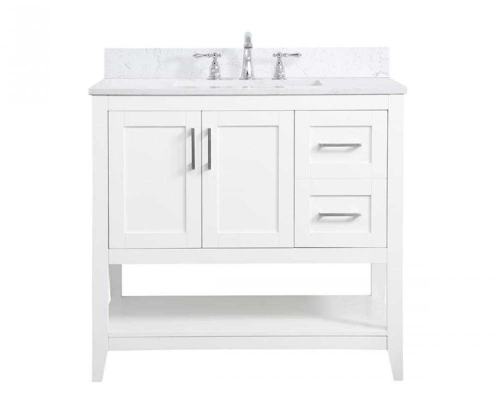 36 inch Single Bathroom Vanity in White with Backsplash : TWVQT | McManus